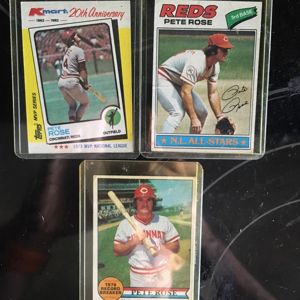 3 Cards Cincinnati Pete Rose Cards - Gem